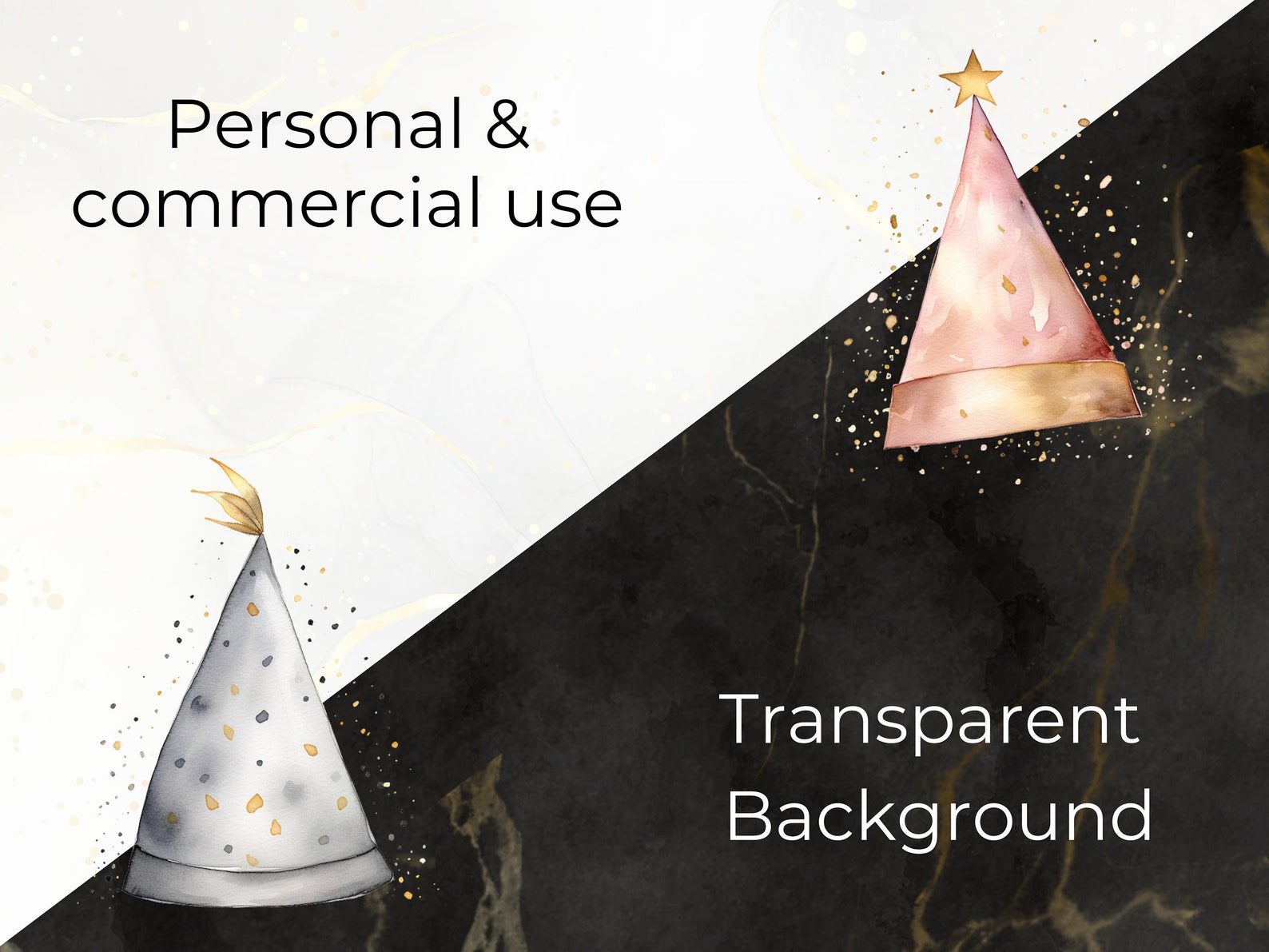 Party Clipart Watercolor Party Hats PNG Birthday Hats Clipart Colourful ...