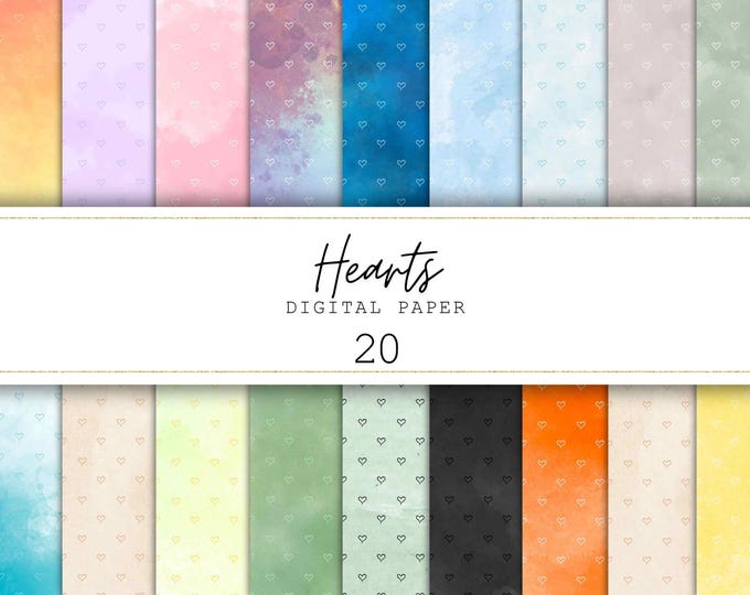 Pastel Rainbow Tiny Heart Digital Paper Pack/ Cute Digital Paper Set ...