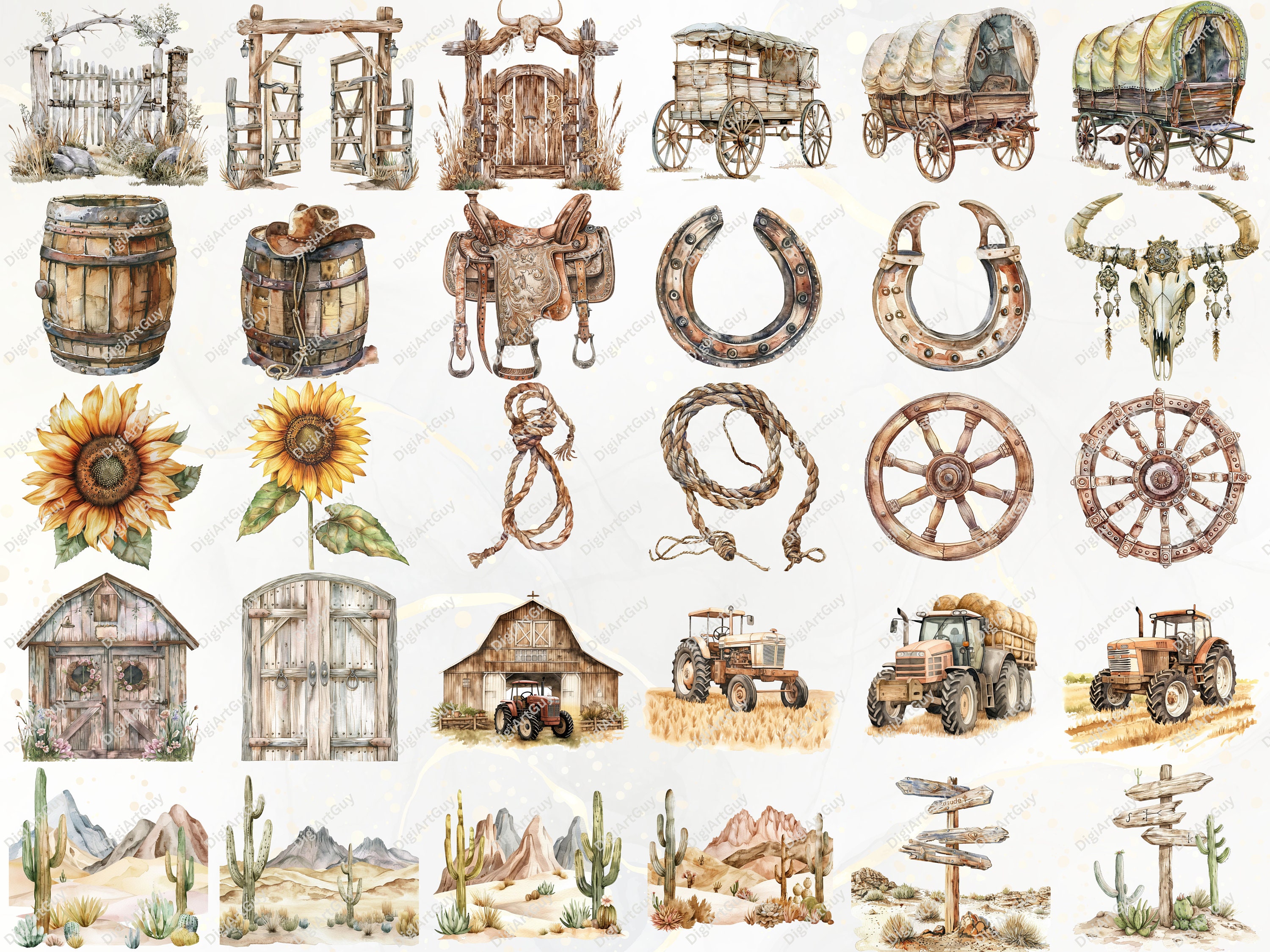 Cowboy Clipart Watercolor Western Clipart Wild West PNG Baby Animal ...