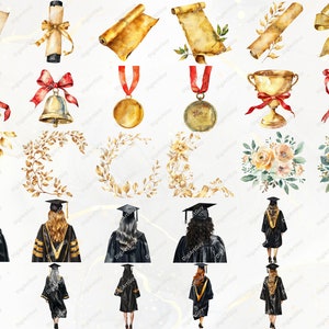 Graduation PNG Bundle Graduation Watercolor Clipart Graduation Girl ...