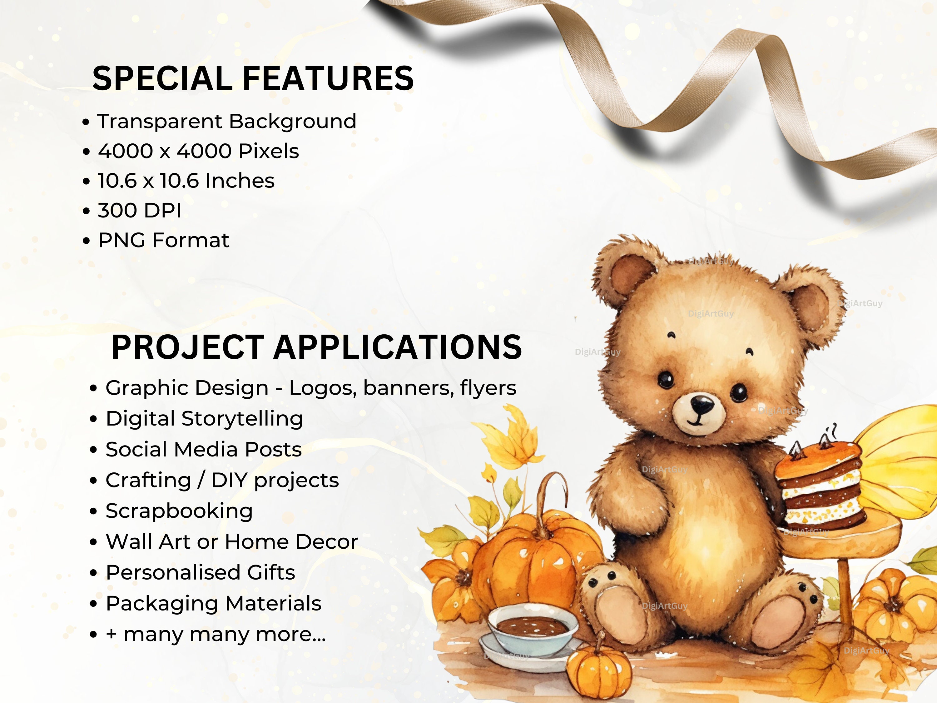 Watercolor Fall Teddy Bear Clipart Bundle 47 Teddy Bears - Etsy