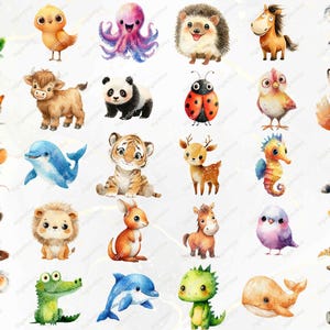 180 Cute Animals Clipart Watercolor Baby Animals PNG Baby Animals ...