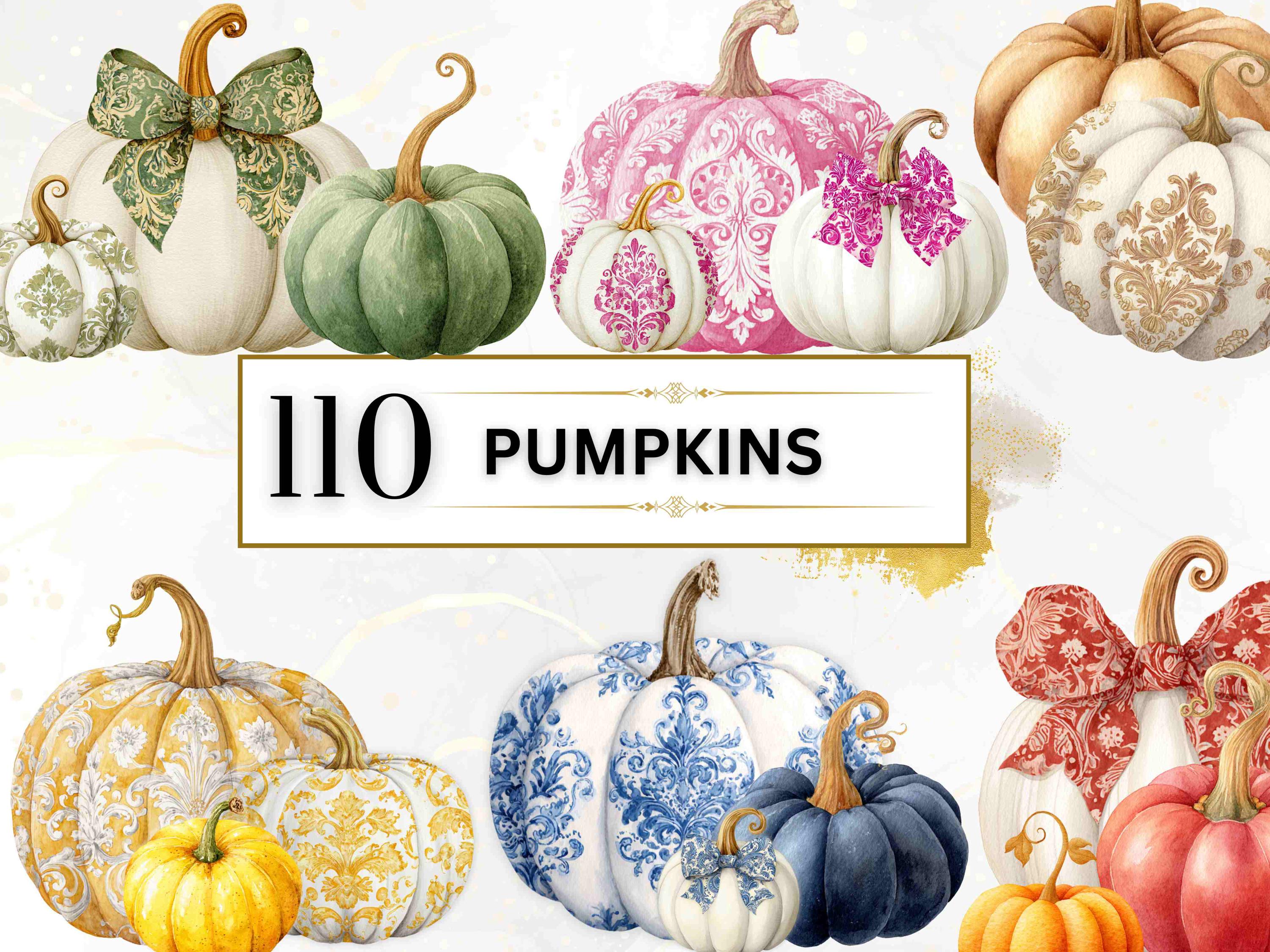 Watercolor Pumpkin Clipart Fall PNG Thanksgiving Pngs Floral Clipart ...