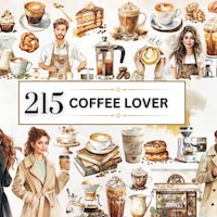 Coffee Shop Clipart Watercolor JPG Commercial Use - Etsy UK