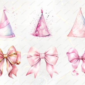 Watercolor Pink Birthday Clipart Bundle - 139 Birthday Pngs, Birthday ...