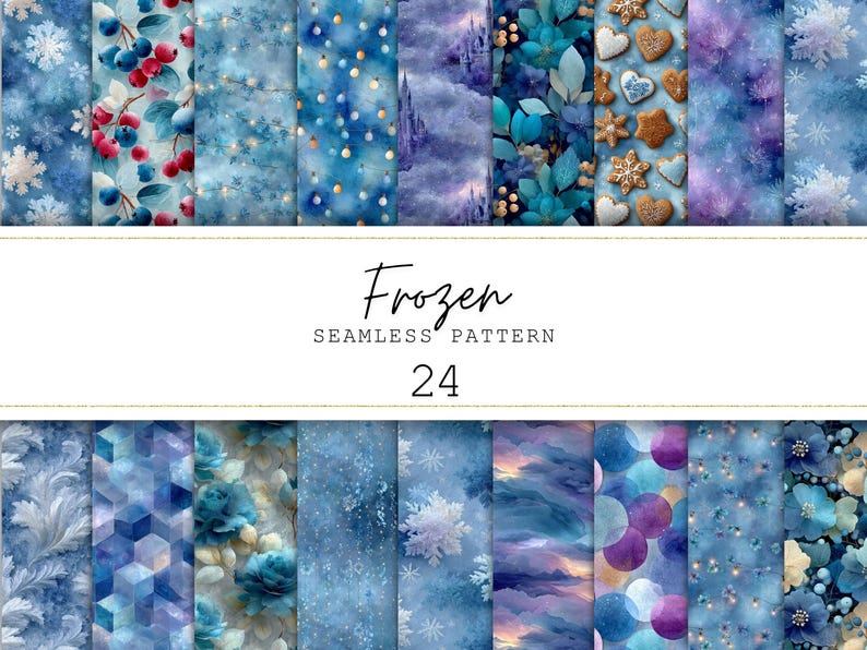 Frozen Seamless Pattern Icy Blue Junk Journal Paper Winter Digital ...