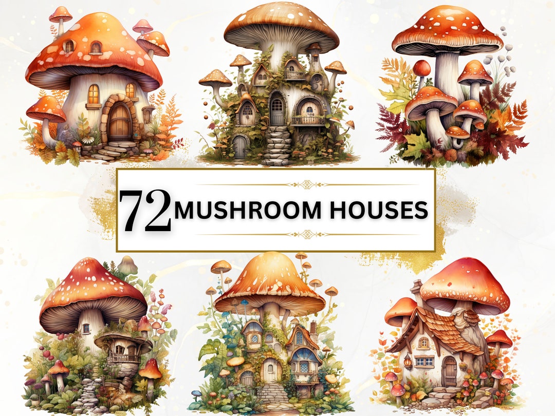 Mushroom House PNG - 72 Mushroom Clipart, Fall Watercolor Clipart ...