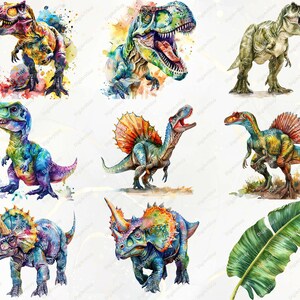 Watercolor Dinosaur Clipart Colourful Dinosaur PNG Dino Clip Art ...