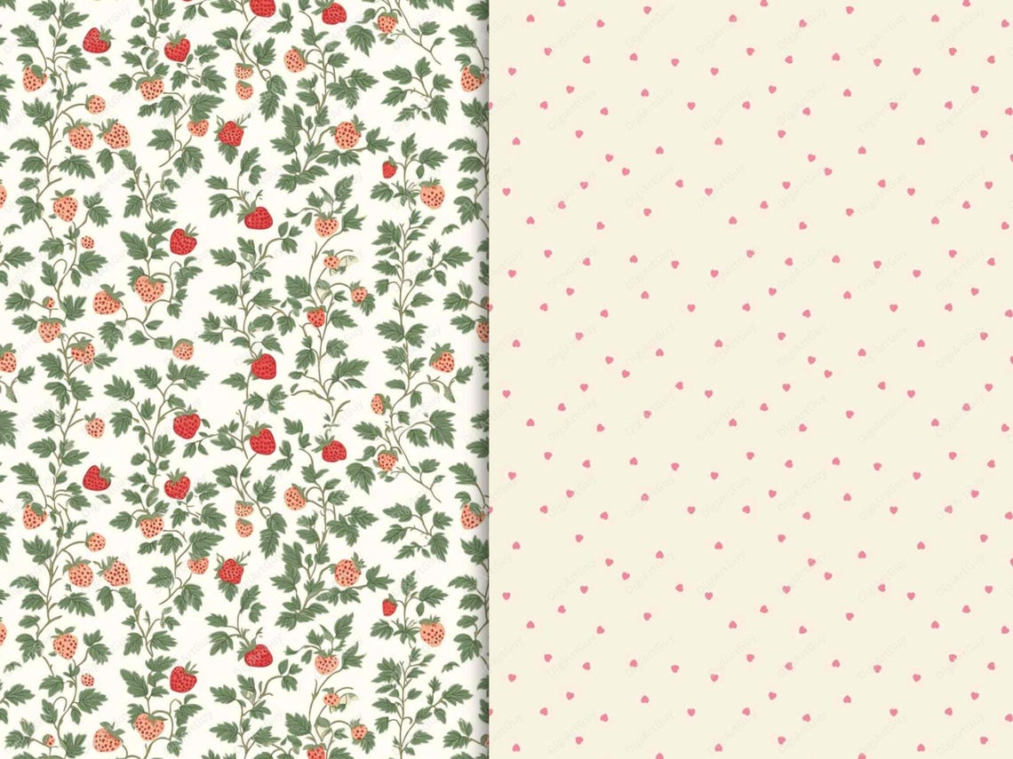 Strawberry Seamless Pattern Pink Junk Journal Paper Summer Fruit ...