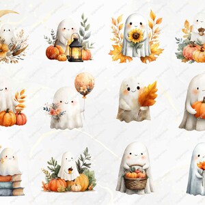 Watercolor Fall Ghost Clipart Cute Ghost Clipart Spooky Ghost and ...
