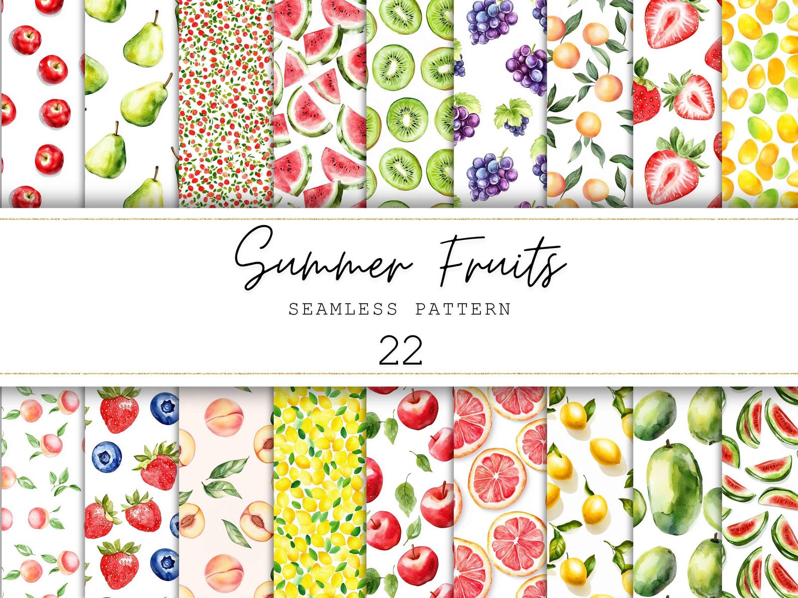 Fruit Seamless Patterns Summer Fruit Digital Paper Junk Journal Paper ...
