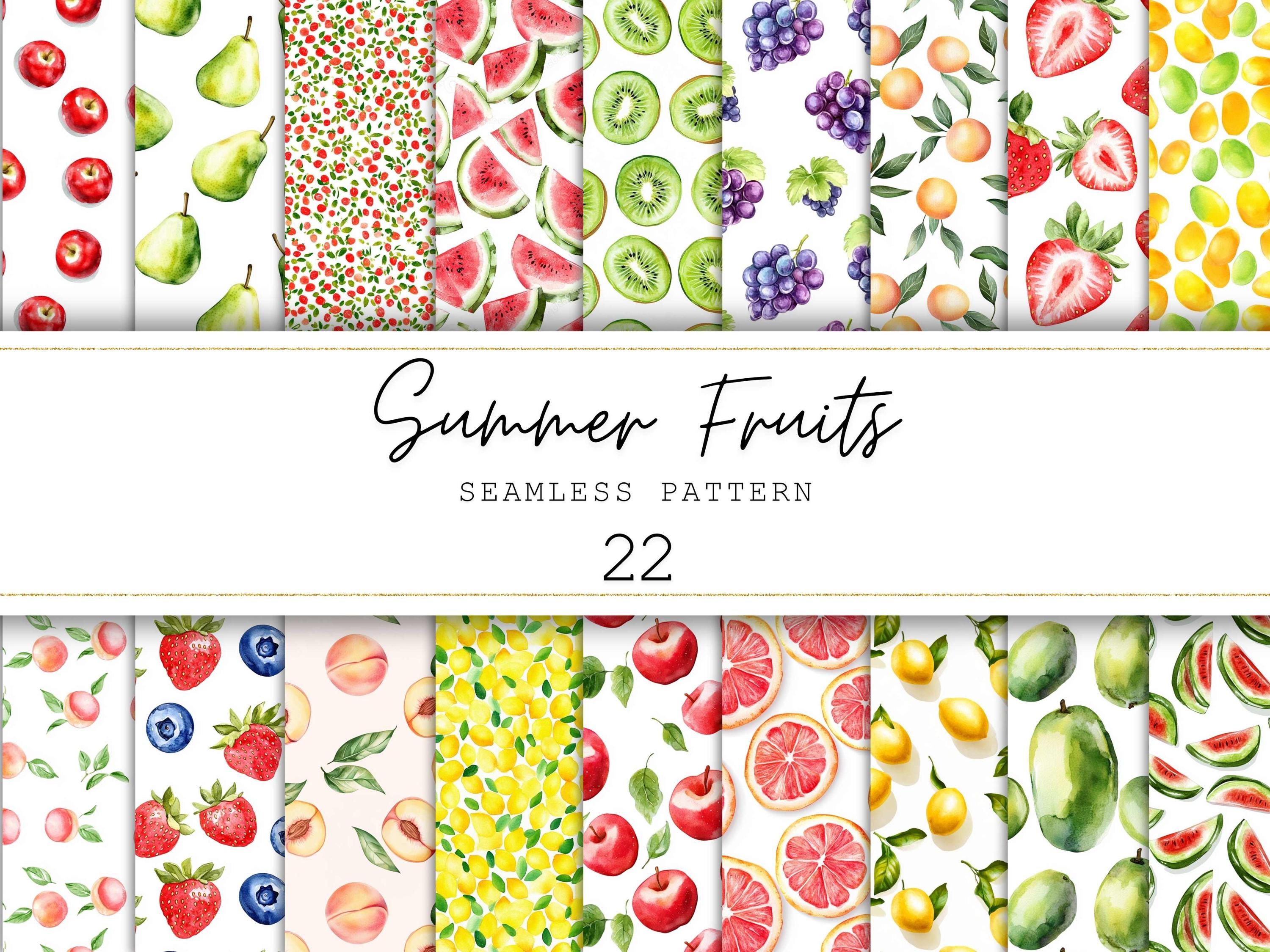 Fruit Seamless Patterns Summer Fruit Digital Paper Junk Journal Paper ...