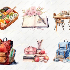 Back to School PNG Bundle - 100 Watercolor Back to School Clipart ...