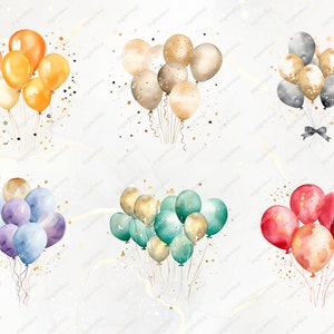 Balloons Clipart Watercolor Birthday Clipart Party Balloon PNG Set ...
