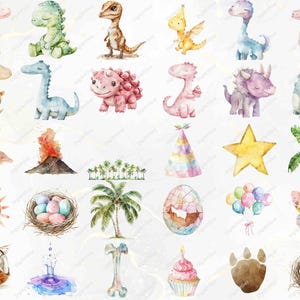Dinosaur Watercolor Clipart Cute Dinosaur PNG Dino Clip Art T-rex ...