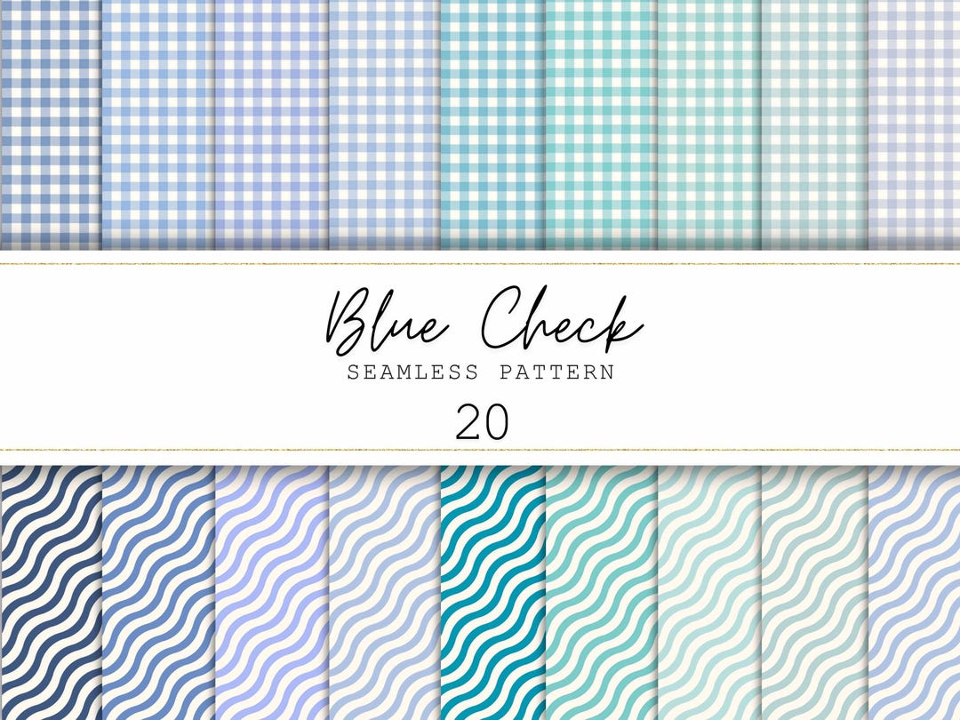 Blue Check Seamless Patterns Blue Digital Prints Blue Checker Pattern ...