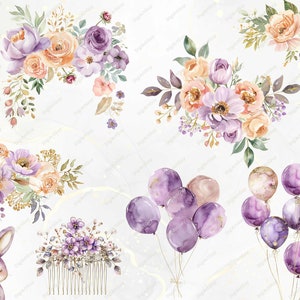 Lilac Princess Watercolor Clipart Cute Princess PNG Cinderella Clipart ...