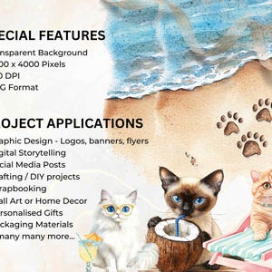 Summer Cat PNG Cat Breeds PNG Bundle Tropical Summer Clipart Watercolor ...