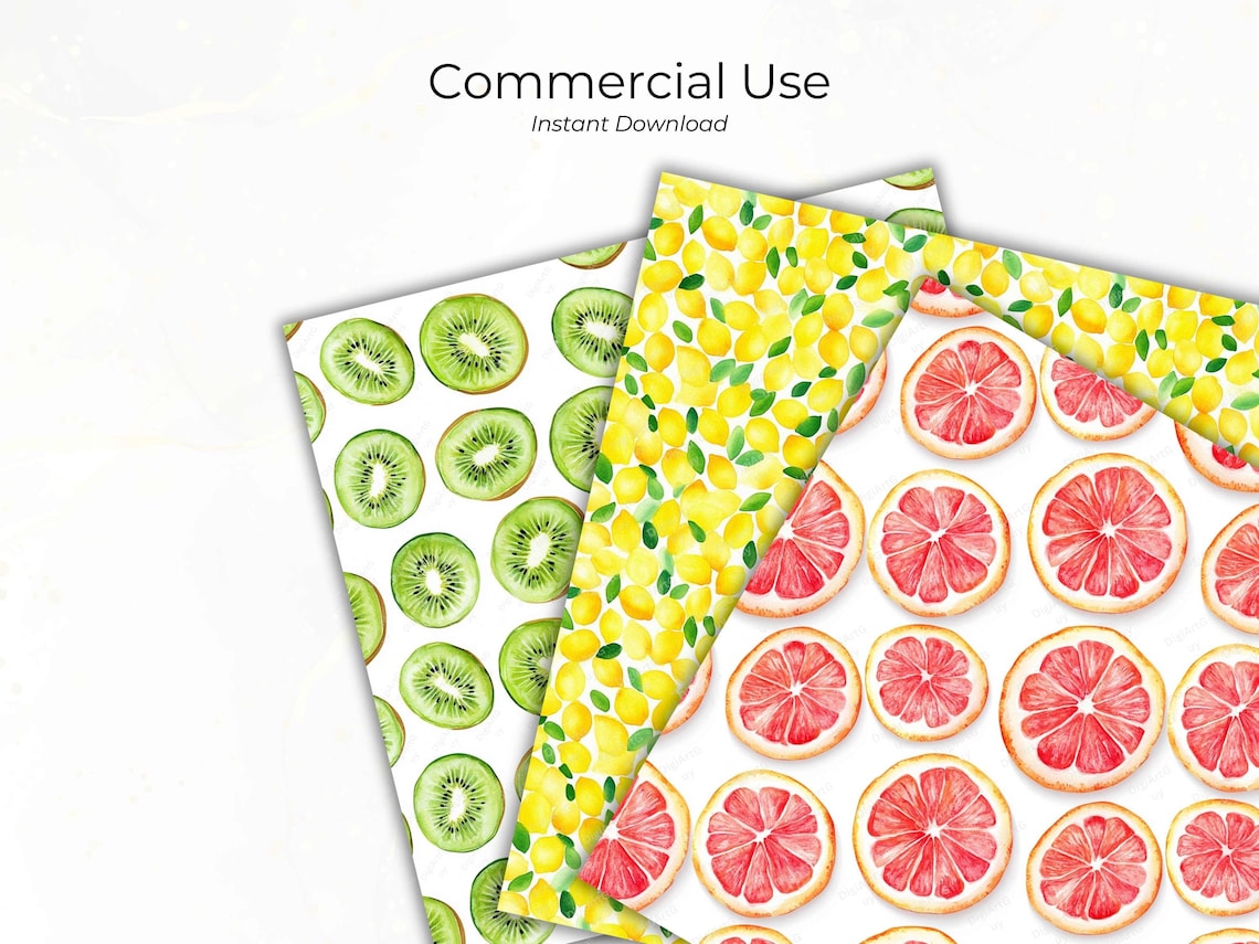 Fruit Seamless Patterns Summer Fruit Digital Paper Junk Journal Paper ...