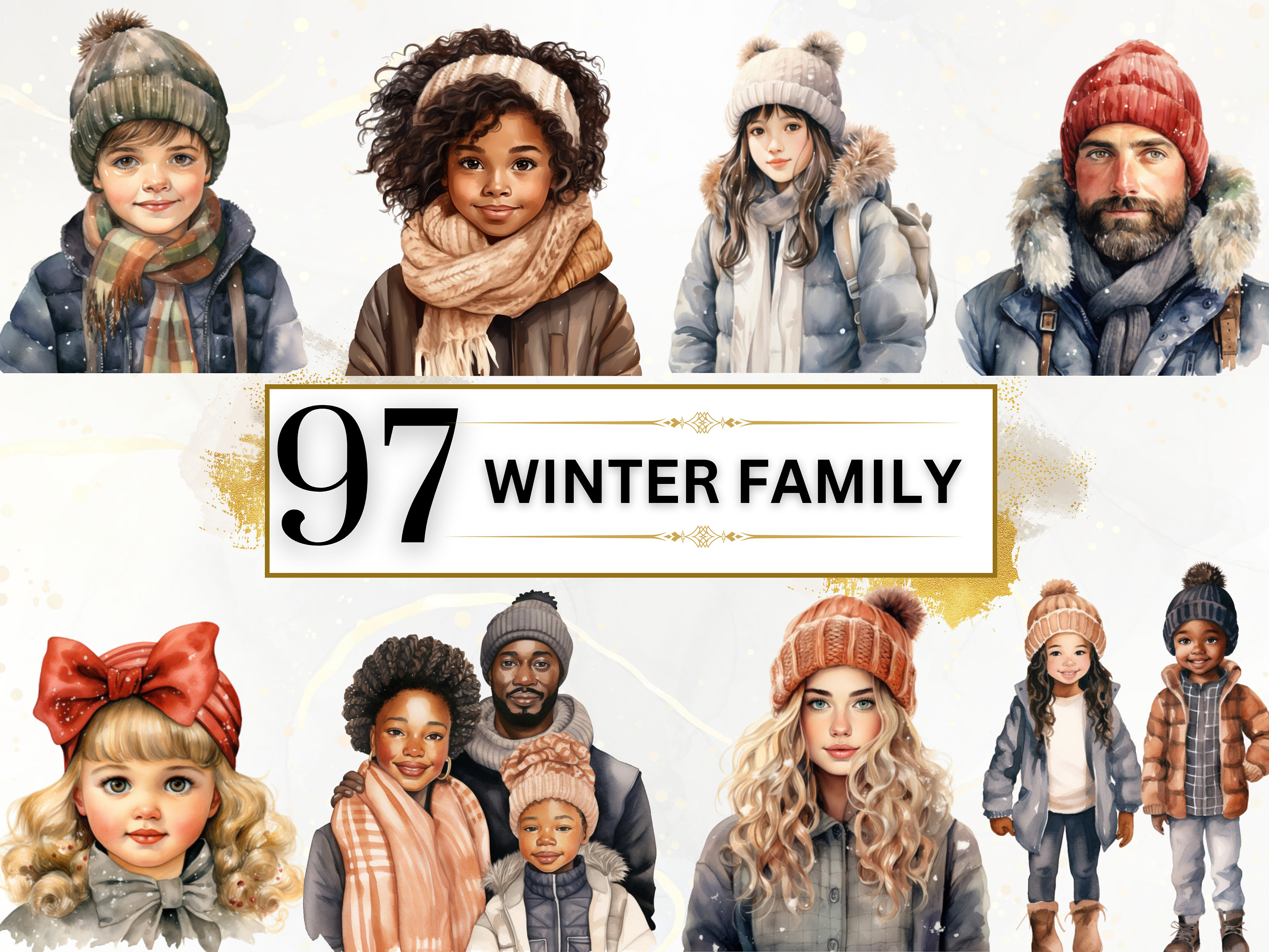 Winter People Clipart - 97 Watercolor Winter Clipart PNG, Winter PNG ...