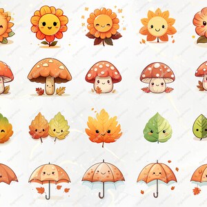Kawaii Clipart Bundle - 243 Kawaii Fall Clipart, Cute Kawaii PNG ...