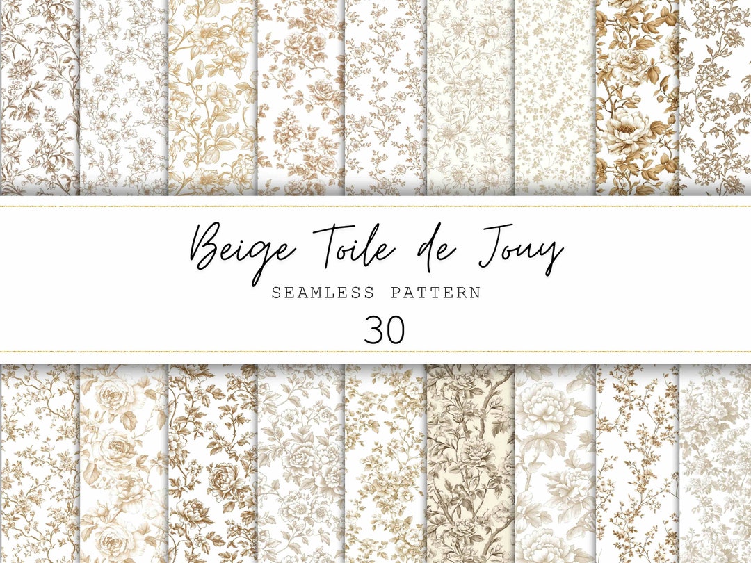 Beige Toile De Jouy Seamless Patterns Neutral Floral Digital Paper ...