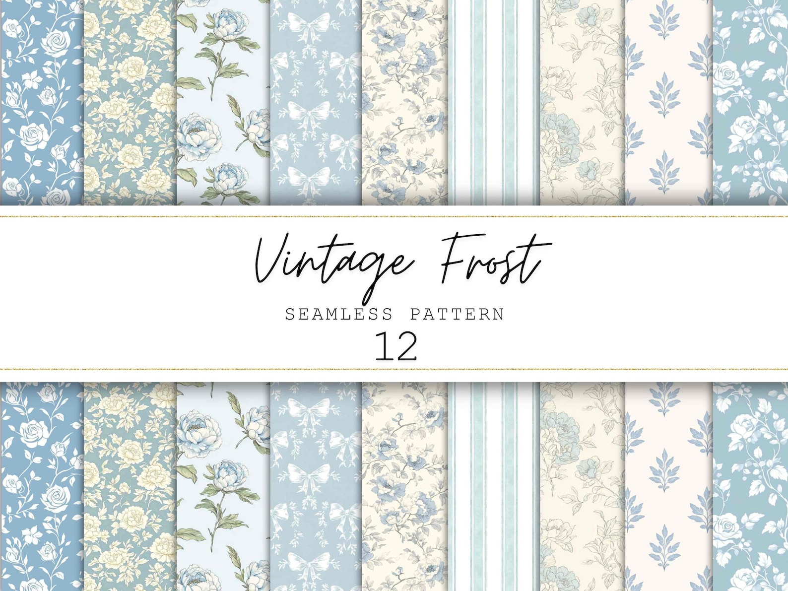 Floral Seamless Patterns Vintage Floral Digital Paper Blue Floral Junk ...