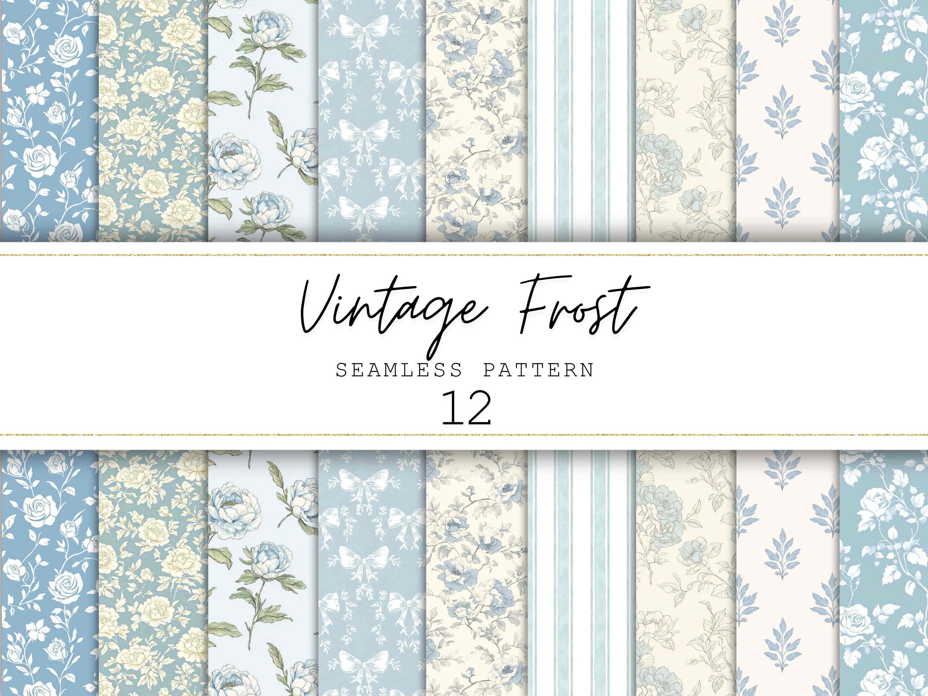 Floral Seamless Patterns Vintage Floral Digital Paper Blue Floral Junk ...
