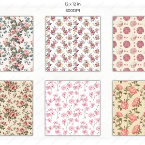 Pink Floral Seamless Pattern Roses Digital Paper Junk Journal Paper ...