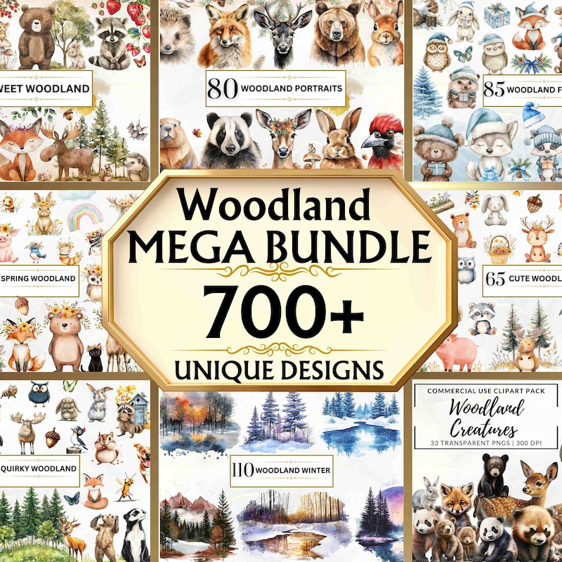 Woodland Animals Clipart - Etsy