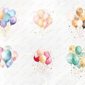 Balloons Clipart Watercolor Birthday Clipart Party Balloon PNG Set ...