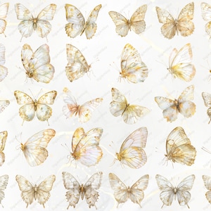 Watercolor Butterflies Clipart Watercolor Butterfly PNG Gold and White ...