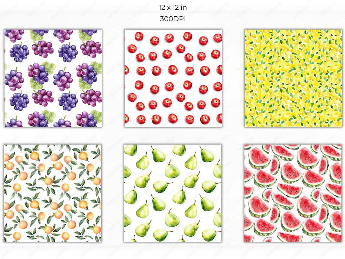 Fruit Seamless Patterns Summer Fruit Digital Paper Junk Journal Paper ...