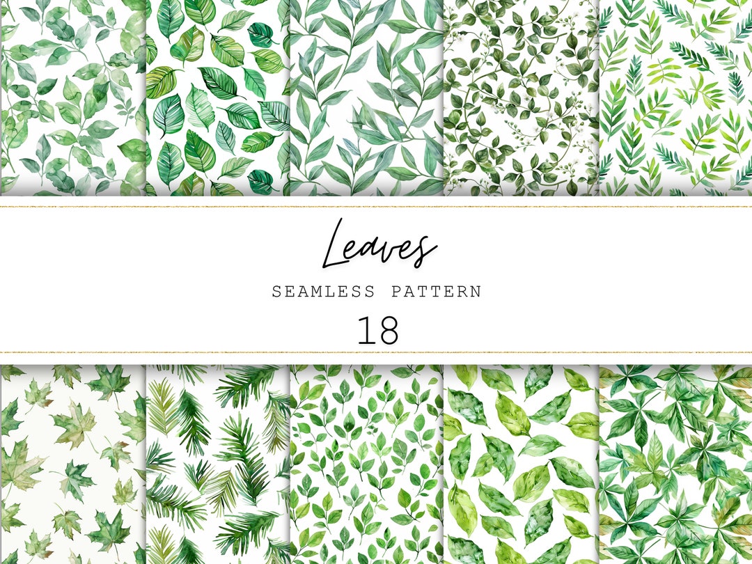 Leaves Seamless Pattern Green Leaves Digital Paper Junk Journal Paper ...