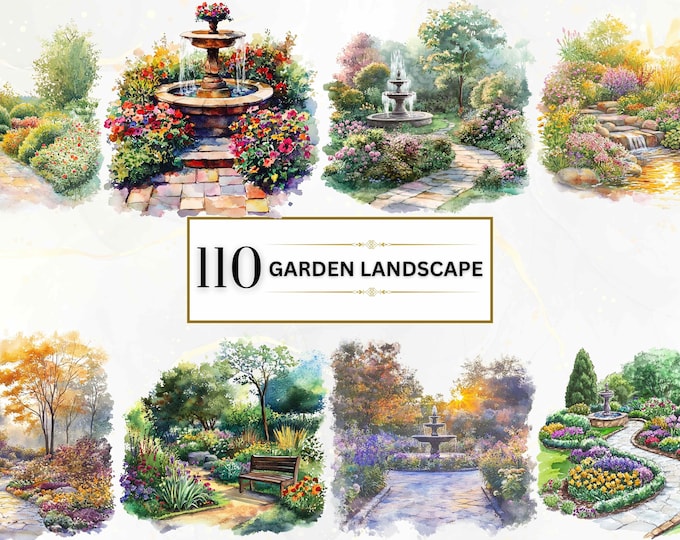 10 Watercolor Rock Garden Clipart Graphics Bundle - Printable PNG Files ...