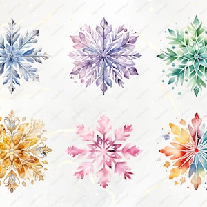 Snowflake Clipart Bundle - 94 Watercolor Winter Clipart Pngs, Winter ...