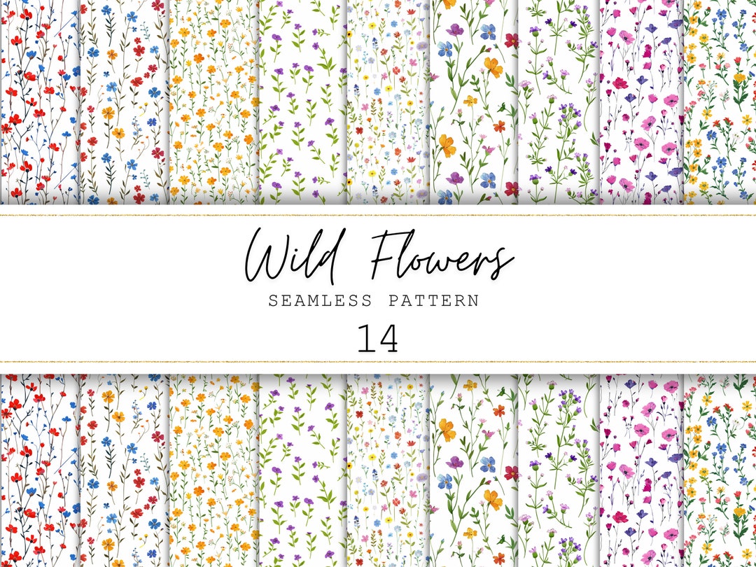 Wild Flower Seamless Pattern Wild Floral Digital Paper Floral Junk ...