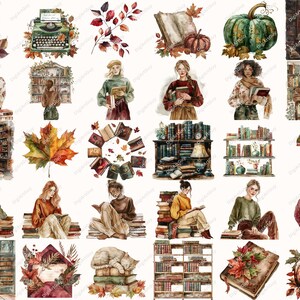 Cozy Fall Clipart Watercolor Autumn Clipart Library Clipart Fall PNG ...