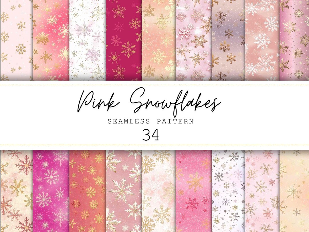 Pink Snowflakes Seamless Patterns Snowflakes Digital Paper Winter Junk ...
