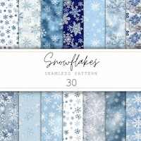 Snowflakes Seamless Patterns Winter Digital Paper Set Blue Junk Journal ...