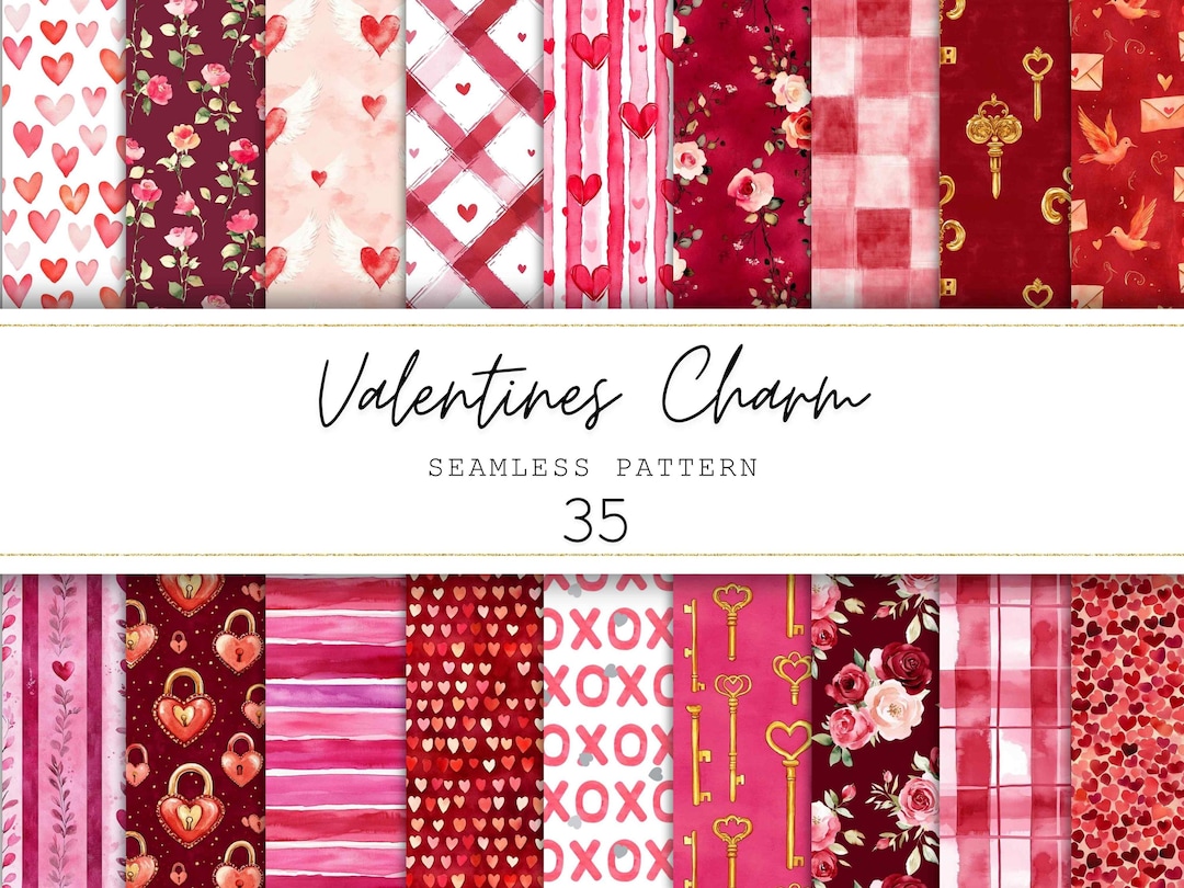 Valentines Day Seamless Pattern Valentine's Day Digital Paper Roses ...