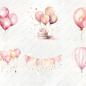 Watercolor Pink Birthday Clipart Bundle - 139 Birthday Pngs, Birthday ...