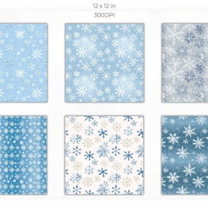 Snowflakes Seamless Patterns Winter Digital Paper Set Blue Junk Journal ...