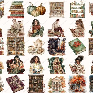 Cozy Fall Clipart Watercolor Autumn Clipart Library Clipart Fall PNG ...
