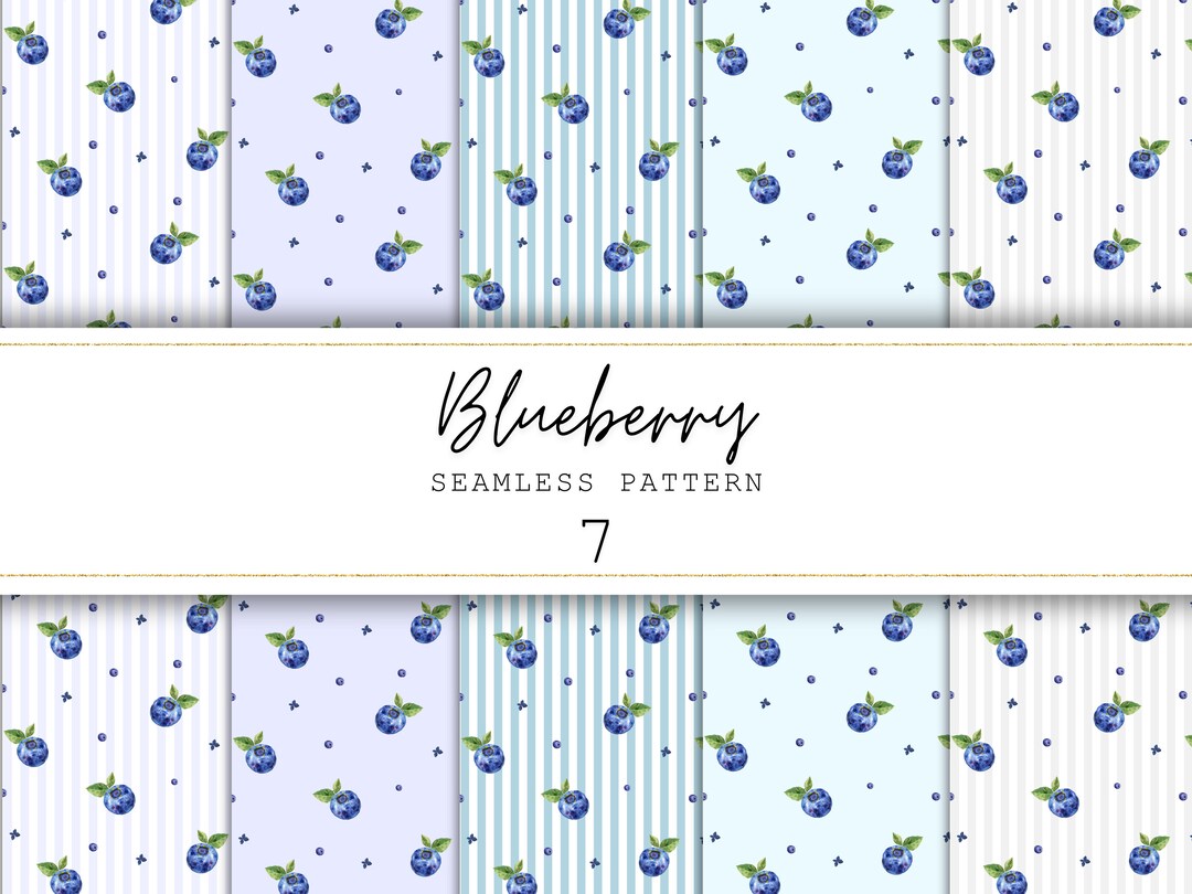 Blueberry Seamless Pattern Summer Fruit Digital Paper Fruit Clipart ...
