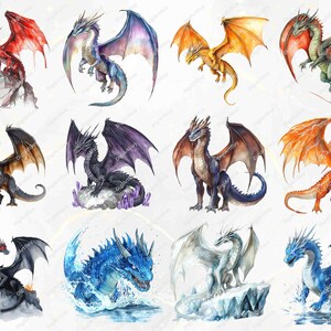 Watercolor Dragon Clipart Fantasy Dragon PNG Colourful Dragon PNG ...