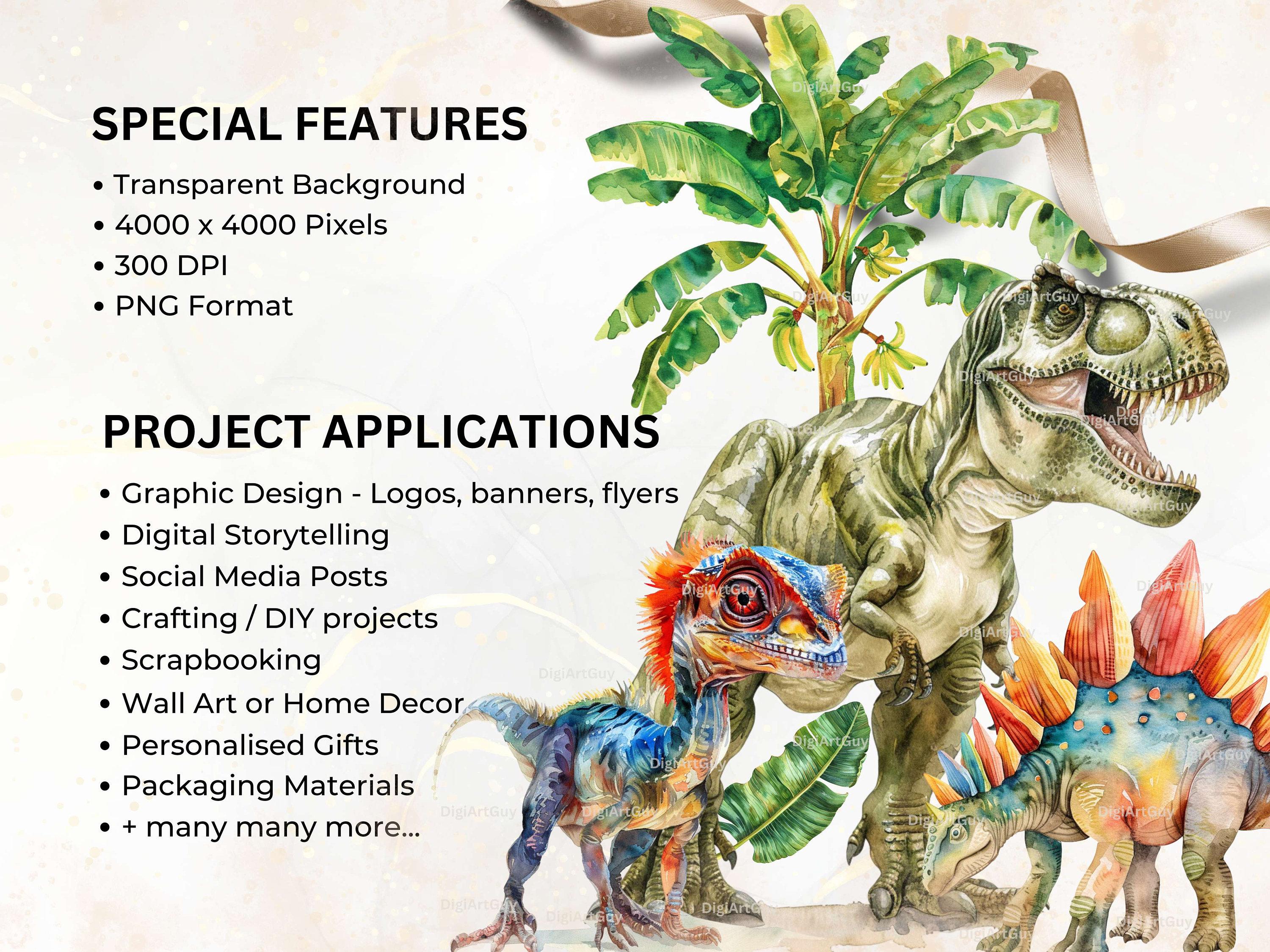 Watercolor Dinosaur Clipart Colourful Dinosaur PNG Dino Clip Art ...