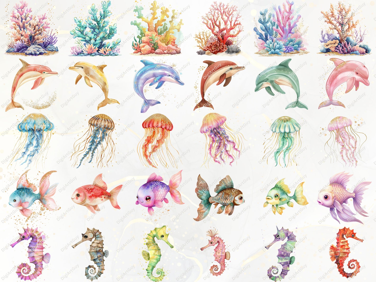 Mermaid Clipart Watercolor Mermaid PNG Under the Sea Clipart Cute Sea ...