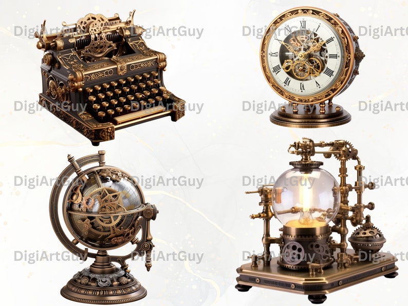 Steampunk Gadgets Clipart Bundle Watercolor Steampunk Clipart Victorian ...