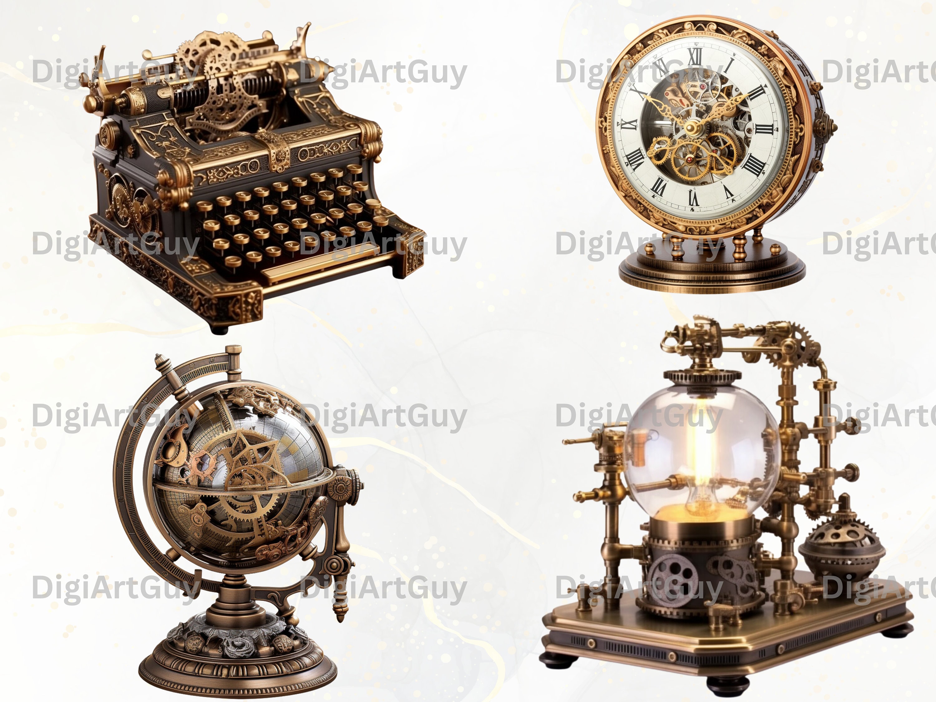 Steampunk Gadgets Clipart Bundle Watercolor Steampunk Clipart Victorian ...